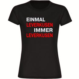 multifanshop Damen T-Shirt - Leverkusen - Einmal Immer - Druck rot - Frauen