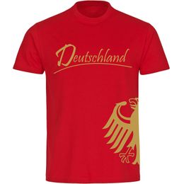 multifanshop Herren T-Shirt - Deutschland - Adler seitlich Gold - Druck gold metallic - M&auml;nner