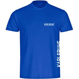 multifanshop Herren T-Shirt - Karlsruhe - Brust & Seite - Druck wei&szlig; - M&auml;nner