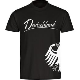 multifanshop Herren T-Shirt - Deutschland - Adler seitlich - Druck wei&szlig; - M&auml;nner