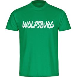 multifanshop Herren T-Shirt - Wolfsburg - Textmarker - Druck wei&szlig; - M&auml;nner