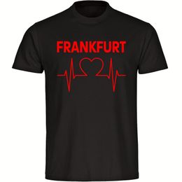 multifanshop Herren T-Shirt - Frankfurt - Herzschlag - Druck rot - M&auml;nner