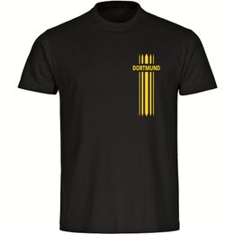 multifanshop Herren T-Shirt - Dortmund - Streifen - Druck gelb - M&auml;nner