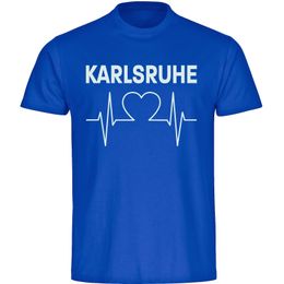 multifanshop Herren T-Shirt - Karlsruhe - Herzschlag - Druck wei&szlig; - M&auml;nner