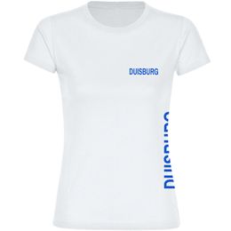 multifanshop Damen T-Shirt - Duisburg - Brust & Seite - Druck blau - Frauen