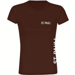 multifanshop Damen T-Shirt - St. Pauli - Brust & Seite - Druck wei&szlig; - Frauen