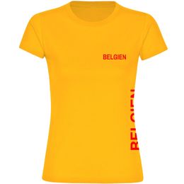 multifanshop Damen T-Shirt - Belgien - Brust & Seite - Druck rot - Frauen
