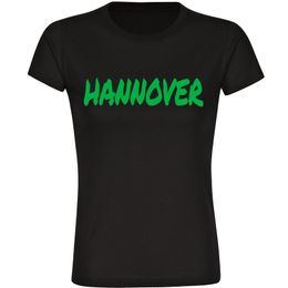 multifanshop Damen T-Shirt - Hannover - Textmarker - Druck gr&uuml;n - Frauen