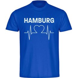 multifanshop Herren T-Shirt - Hamburg - Herzschlag - Druck wei&szlig; - M&auml;nner