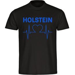 multifanshop Herren T-Shirt - Holstein - Herzschlag - Druck blau - M&auml;nner