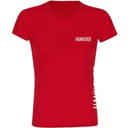 multifanshop Damen T-Shirt - Hannover - Brust & Seite - Druck wei&szlig; - Frauen