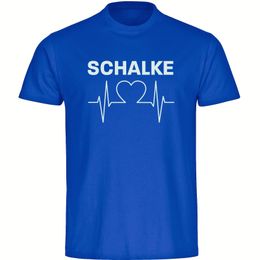 multifanshop Herren T-Shirt - Schalke - Herzschlag - Druck wei&szlig; - M&auml;nner