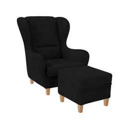 Supellex Sofia Ohrensessel mit Hocker Design Vienna Schwarz?