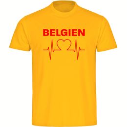 multifanshop Herren T-Shirt - Belgien - Herzschlag - Druck rot - M&auml;nner