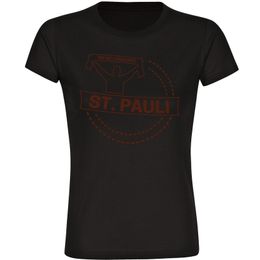 multifanshop Damen T-Shirt - St. Pauli - Meine Fankurve - Druck braun - Frauen