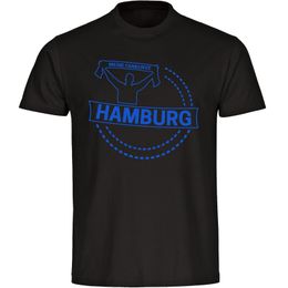 multifanshop Herren T-Shirt - Hamburg - Meine Fankurve - Druck blau - M&auml;nner