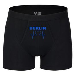 multifanshop Herren Boxer Short - Berlin blau - Herzschlag - Druck blau - Unterw&auml;sche