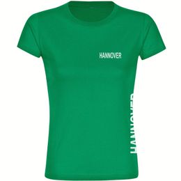 multifanshop Damen T-Shirt - Hannover - Brust & Seite - Druck wei&szlig; - Frauen
