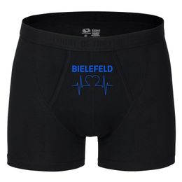 multifanshop Herren Boxer Short - Bielefeld - Herzschlag - Druck blau - Unterw&auml;sche