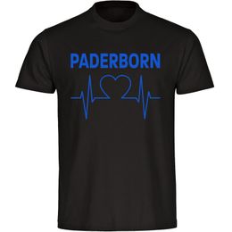 multifanshop Herren T-Shirt - Paderborn - Herzschlag - Druck blau - M&auml;nner