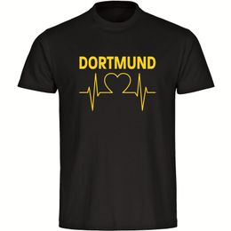 multifanshop Herren T-Shirt - Dortmund - Herzschlag - Druck gelb - M&auml;nner