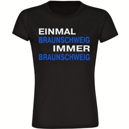 multifanshop Damen T-Shirt - Braunschweig - Einmal Immer - Druck blau - Frauen