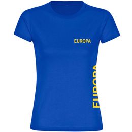 multifanshop Damen T-Shirt - Europa - Brust & Seite - Druck gelb - Frauen