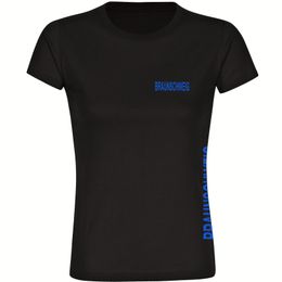 multifanshop Damen T-Shirt - Braunschweig - Brust & Seite - Druck blau - Frauen