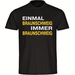 multifanshop Herren T-Shirt - Braunschweig - Einmal Immer - Druck gelb - M&auml;nner