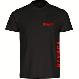 multifanshop Herren T-Shirt - Kanada - Brust & Seite - Druck rot - M&auml;nner