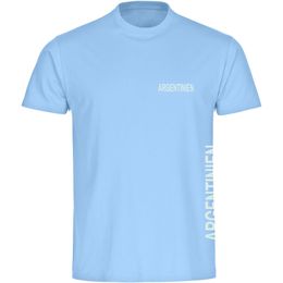 multifanshop Herren T-Shirt - Argentinien - Brust & Seite - Druck wei&szlig; - M&auml;nner