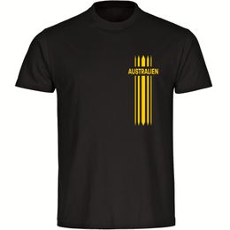multifanshop Herren T-Shirt - Australien - Streifen - Druck gelb - M&auml;nner