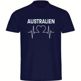 multifanshop Herren T-Shirt - Australien - Herzschlag - Druck wei&szlig; - M&auml;nner