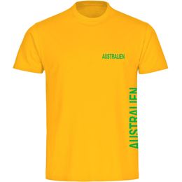 multifanshop Herren T-Shirt - Australien - Brust & Seite - Druck gr&uuml;n - M&auml;nner