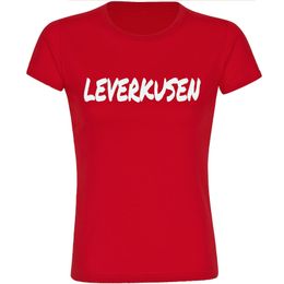 multifanshop Damen T-Shirt - Leverkusen - Textmarker - Druck wei&szlig; - Frauen
