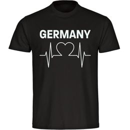 multifanshop Herren T-Shirt - Germany - Herzschlag - Druck wei&szlig; - M&auml;nner