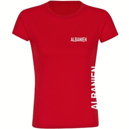 multifanshop Damen T-Shirt - Albanien - Brust & Seite - Druck wei&szlig; - Frauen