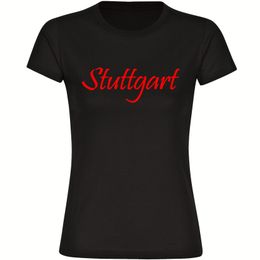 multifanshop Damen T-Shirt - Stuttgart - Schriftzug - Druck rot - Frauen