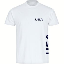 multifanshop Herren T-Shirt - USA - Brust & Seite - Druck navi - M&auml;nner
