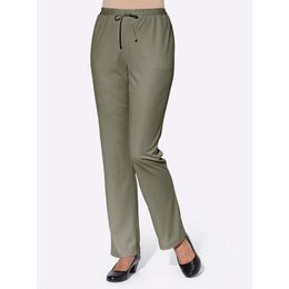 Jerseyhose Classic Basics, Damen, Gr. 22, Kurzgr&ouml;&szlig;en, gr&uuml;n (khaki), 100% Polyester, unifarben, lang, Hosen Jerseyhose