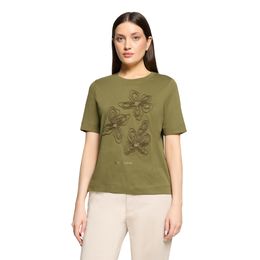 Kurzarmshirt Cartoon "Damen mit Rundhalsausschnitt", Damen, Gr. 34, gr&uuml;n (patch khaki, khaki), Obermaterial: 100% Baumwolle, loose fit normal, Rundhals, Shirts