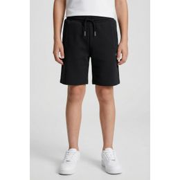 Shorts Calvin Klein Jeans "MINI BADGE SHORTS", M&auml;dchen, Gr. 6 (116), N-Gr, schwarz (ck schwarz), Sweatware, Obermaterial: 86% Baumwolle, 14% Polyester, regular fit, Hosen Shorts, mit Logo