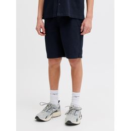 Jack & Jones Shorts JACK & JONES JUNIOR "JPSTJAIDEN WAFFLE RESORT SHORTS JNR", M&auml;dchen, Gr. 164, N-Gr, navy blazer, Web, Obermaterial: 100% Baumwolle, unifarben, loose fit ca. Mitte Oberschenkel, Hosen Shorts, Baumwolle, locker geschnitten