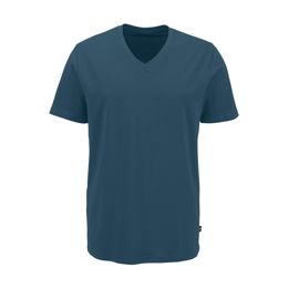 T-Shirt Bruno Banani, Herren, Gr. S, bunt (petrol, navy, grau, meliert), Jersey, Obermaterial: 95% Baumwolle, 5% Elasthan, unifarben, Basic, bequem h&uuml;ftbedeckend, V-Ausschnitt, abgesteppte Kante, Shirts Multipacks Unterhemd, mit V-Ausschnitt, perfekte Passform, aus elastischer Baumwolle
