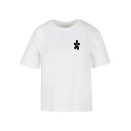 MISS TEE Damen T-Shirt "Miss Tee Good Karma Happy Flower Tee"wei&szlig;, Gr. L, bedruckt, 100% Baumwolle, Shirts