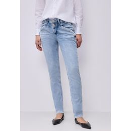 Comfort-fit-Jeans Street One, Damen, Gr. 34, L&auml;nge 32, bleached washed, Jeans, 85% Baumwolle, 9% Polyester, 4% Elastomultiester, 2% Elasthan, unifarben, lang, Jeans, 4-Pocket Style