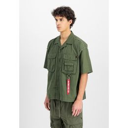 Print-Shirt Alpha Industries "Aloha Safari Shirt", Herren, Gr. L, gr&uuml;n (schwarz olive), Obermaterial: 80% Baumwolle, 20% Viskose, Shirts