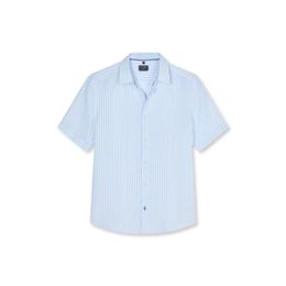 Kurzarmhemd OLYMP "OLYMP Casual, regular fit, Kent", Herren, Gr. XL, Normaler Arm, hellblau, 100% Leinen, Hemden