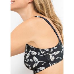 B&uuml;stenhebe bonprix "BH ohne B&uuml;gel mit Baumwolle (3er Pack)", Damen, Gr. 85, Cup D, blau (dunkelblau bedruckt, dunkelblau, wei&szlig;), Obermaterial: 95% Baumwolle, 5% Elasthan. Futter: 100% Baumwolle. Spitze: 90% Polyamid, 10% Elasthan, BHs B&uuml;stenhebe, im 3er Pack, aus Baumwolle, mit Futter aus Baumwolle