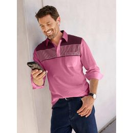 Poloshirt Catamaran "Langarm-Poloshirt", Herren, Gr. 56/58, rot (rosenholz), 100% Baumwolle, gemustert, gestreift, mehrfarbig, Shirts
